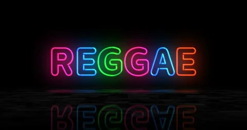 Reggae music symbol glowing neon 3d ligh... | Stock Video | Pond5
