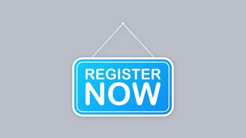 Register now hanging sign on white backg... | Stock Video | Pond5