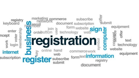 Registration animated word cloud, text d... | Stock Video | Pond5