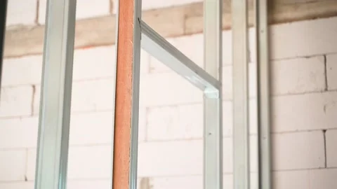 Reinforced drywall frame, building a wal... | Stock Video | Pond5