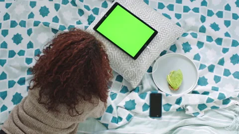 Relax, green screen and tablet with woma... | Stock Video | Pond5