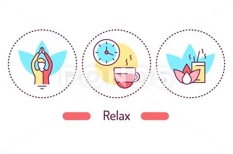 Relax rent outline concept. line color icons. Pictograms for web page ...