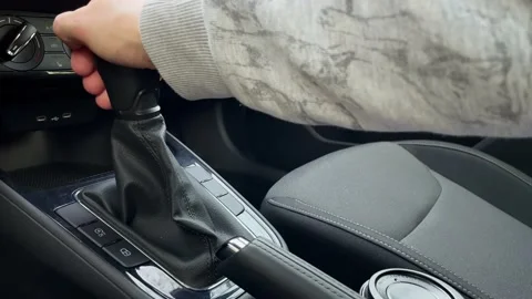 Releasing and braking car hand brake, sh... | Stock Video | Pond5