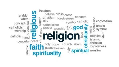Religion animated word cloud, text desig... | Stock Video | Pond5