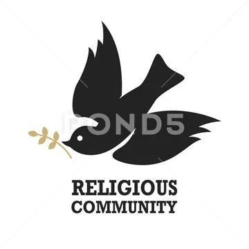 Religious community. Emblem template with dove. Holy Spirit. Vector ...
