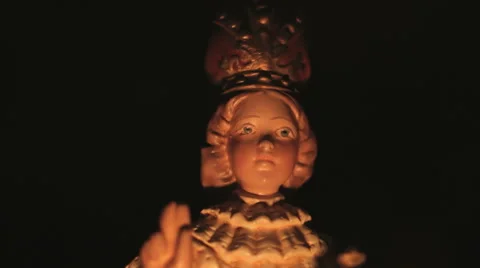 Religious Statue with burning flames | Stock Video | Pond5