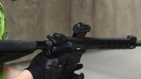 Reloading AR Style Rifle With Tactical G... | Stock Video | Pond5