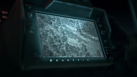 Remote control gun radar looking for the... | Stock Video | Pond5