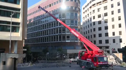 Removal of barriers installed in Beirut ... | Stock Video | Pond5