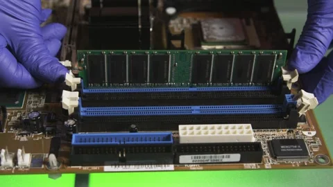 Removing Ram Memory Of Motherboard | Stock Video | Pond5