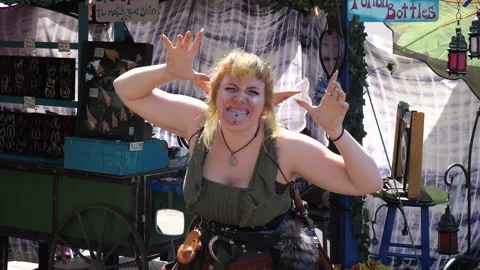 Renaissance Festival Woman Makes Funny F... | Stock Video | Pond5