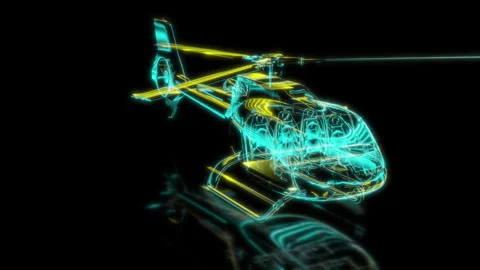 render 3D animation. model helicopter in... | Stock Video | Pond5
