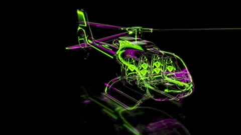 render 3D animation. model helicopter in... | Stock Video | Pond5