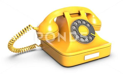 Render of Yellow retro phone isolated on white background ~ Clip Art ...