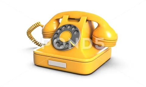 Render of Yellow retro phone isolated on white background: Royalty Free ...