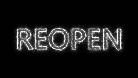 Reopen text animation. Neon and blue ele... | Stock Video | Pond5
