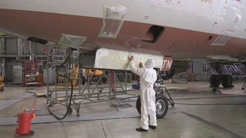 Repair of the aircraft fuselage. The col... | Stock Video | Pond5