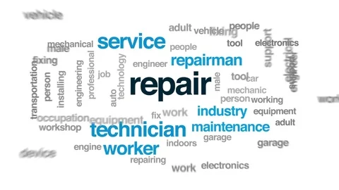 Repair animated word cloud, text design ... | Stock Video | Pond5