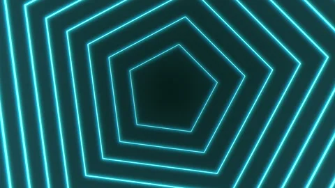 Repeat pulse neon blue hexagons on black... | Stock Video | Pond5