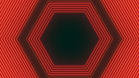 Repeat pulse neon red hexagons in spiral... | Stock Video | Pond5