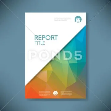 Report cover template with low poly background. Business brochure ...