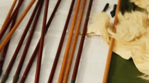 reproduction of real medieval arrows | Stock Video | Pond5