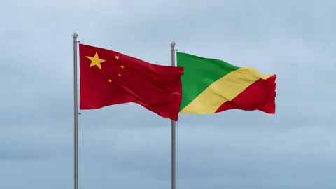 Republic of the Congo and China flag | Stock Video | Pond5