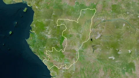 Republic of Congo map - zoom. Regions. S... | Stock Video | Pond5