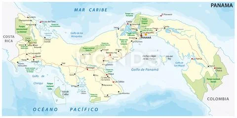 Republic of Panama road and national park vector map: Graphic #103266493