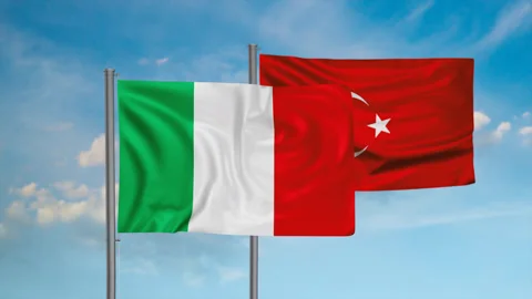 Republic of Turkey and Italy flag waving... | Stock Video | Pond5