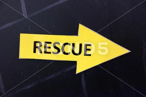 Rescue warning arrow. Danger sign. Caution sign Stock Image #231726681