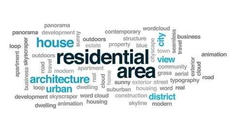 Residental area animated word cloud. Kin... | Stock Video | Pond5