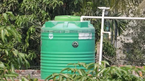 residential building plastic water tank ... | Stock Video | Pond5