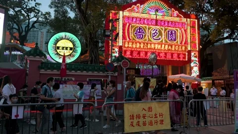 Residents and visitors queue in line to ... | Stock Video | Pond5