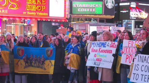 Resistance rally at Times Square after 3... | Stock Video | Pond5