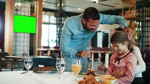 Restaurant with a green screen in the ba... | Stock Video | Pond5