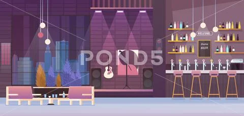 Restaurant interior vector illustration, cartoon flat empty modern ...