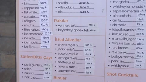 Restaurant Menu Display in Antalya Old T... | Stock Video | Pond5