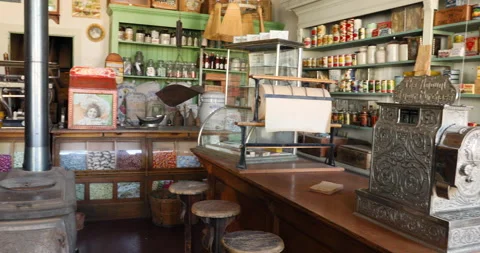 Restored antique historic grocery store ... | Stock Video | Pond5