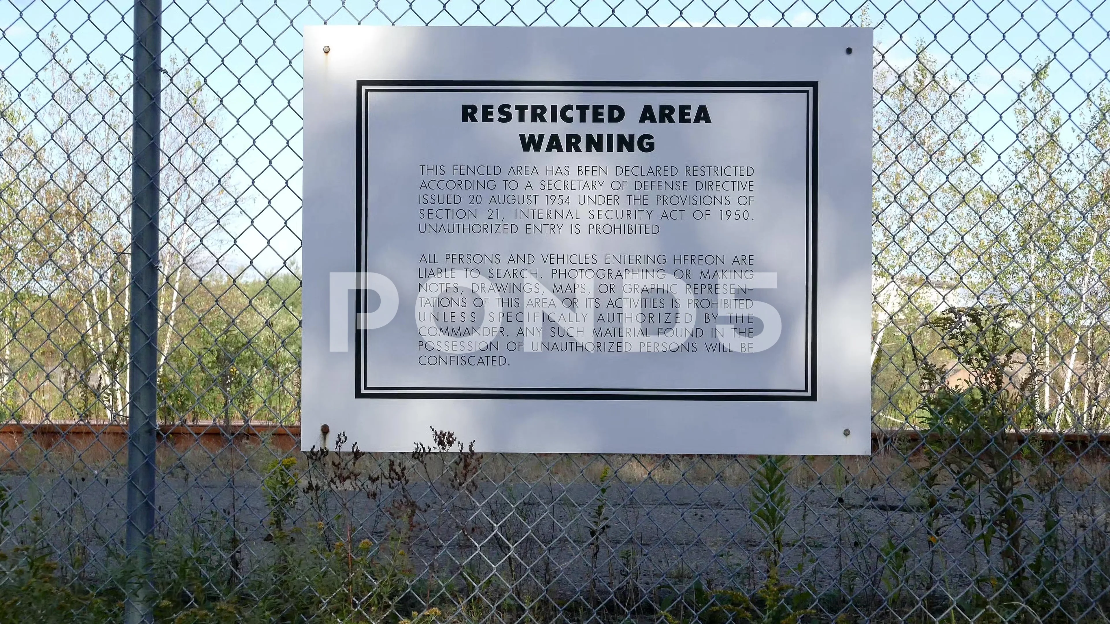 Restricted Area Sign On Fence Stock Photos Restricted Area Sign On