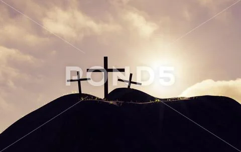 Resurrection of Jesus Christ, crucifixion, 3d rendering Illustration ...