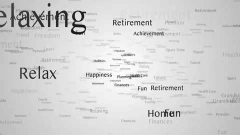 RETIREMENT Keywords Animation, Backgroun... | Stock Video | Pond5