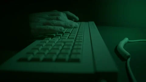 Retro 1980s Hacker Using Vintage Compute... | Stock Video | Pond5