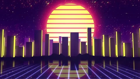 Retro 80s vaporwave aesthetic sunset - 4... | Stock Video | Pond5