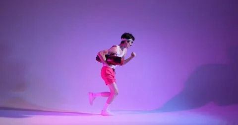 Retro 90s Man Dancing And Running Over P... | Stock Video | Pond5