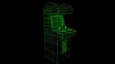 Retro Arcade 3D Wireframe on Alpha Trans... | Stock Video | Pond5