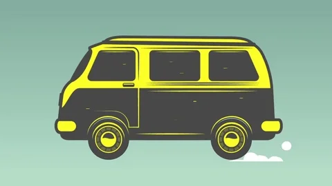 Retro bus ride animation. | Stock Video | Pond5