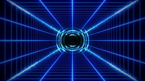 Retro Cyberpunk Glowing Grid Tunnel Back... | Stock Video | Pond5