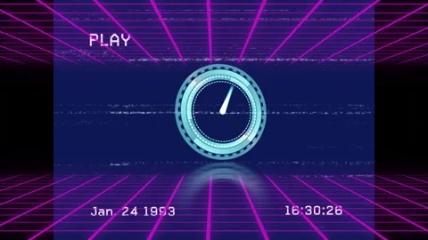 Retro digital clock animation with neon ... | Stock Video | Pond5