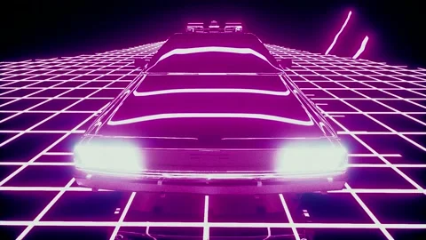 Retro-futuristic 80s style drive in neon... | Stock Video | Pond5